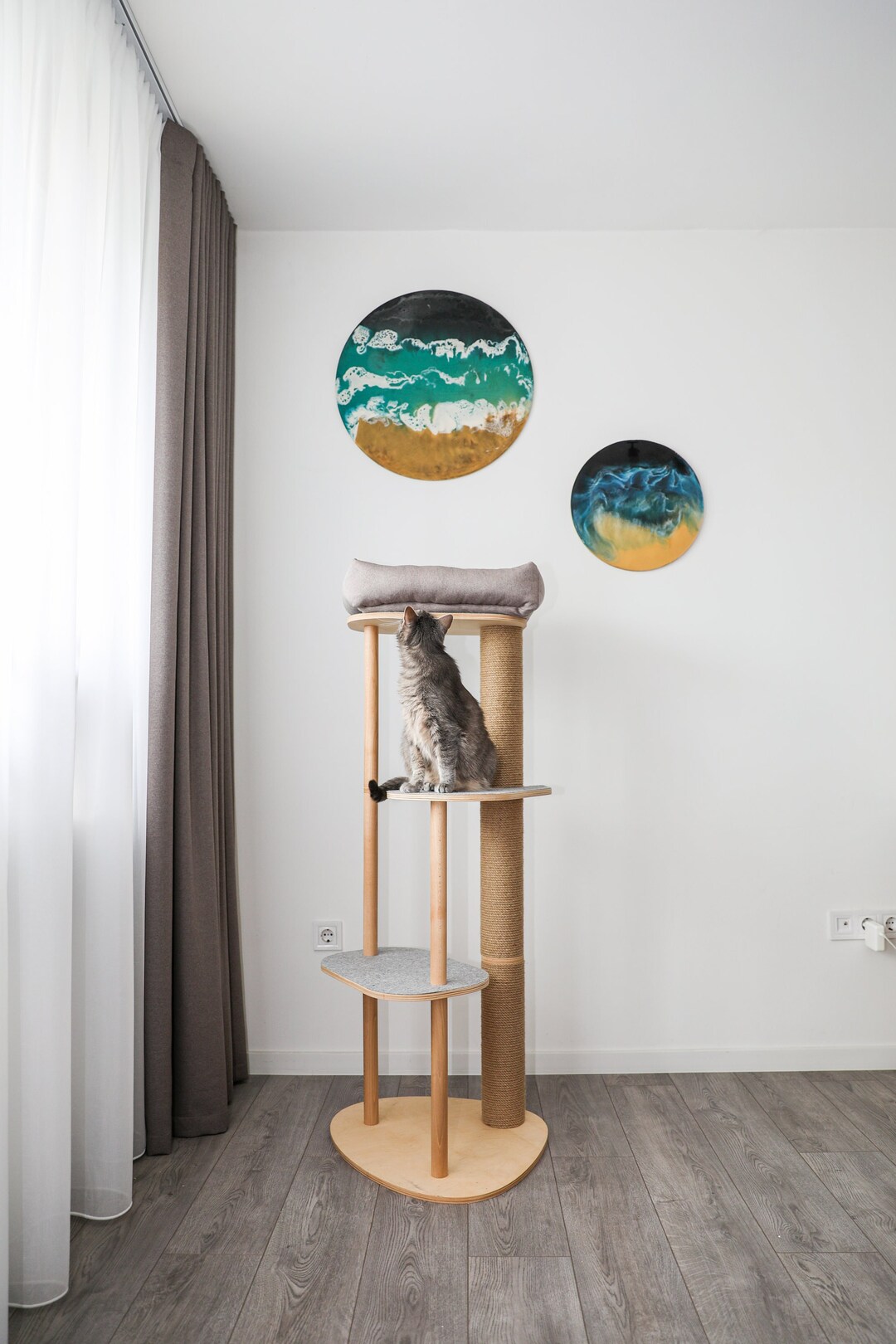 Cat Tree for Large Cat, Cat Tower for Big Cat, Modern Cat Tree, Wooden ...