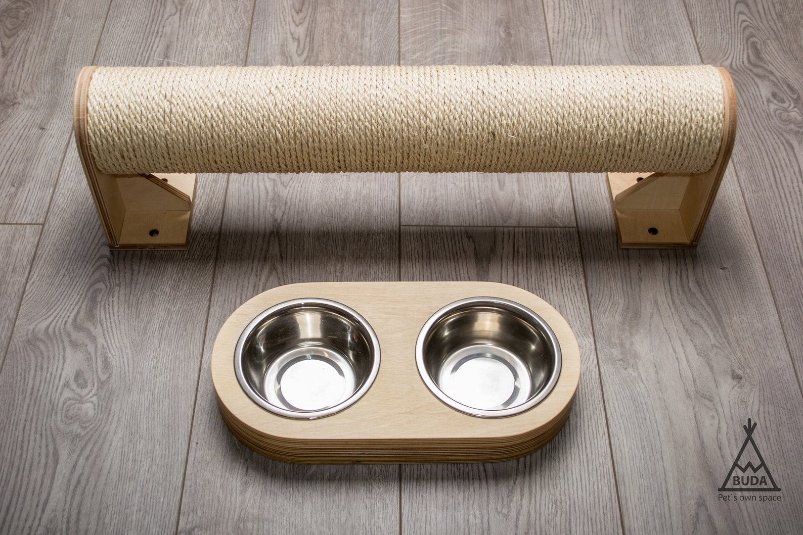 Cat Bowl Stand 2pc Cat Feeder Wooden Cat Furniture | Etsy