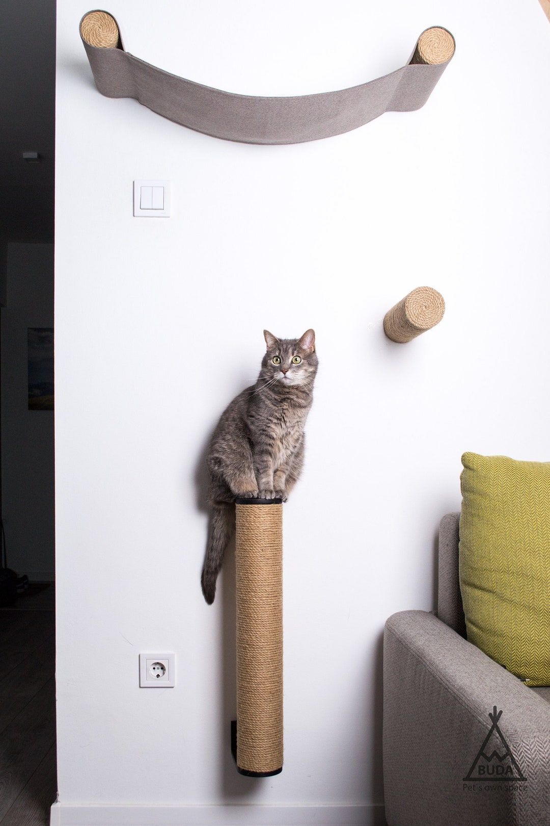 Tall Sisal Cat Scratcher Post: Modern Wall Furniture for Scratch Climb ...