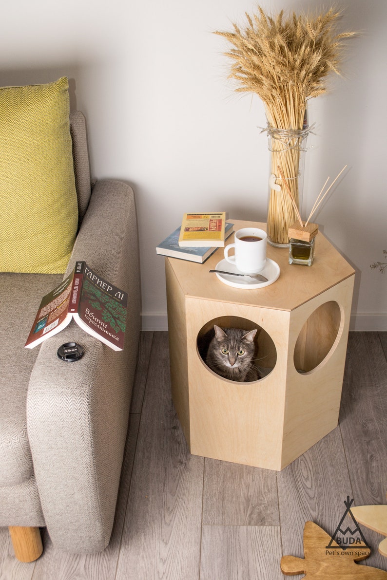 Cat House + Nightstand (2 in 1), Cat Bed, Wooden Cat House, Cat Cave ...