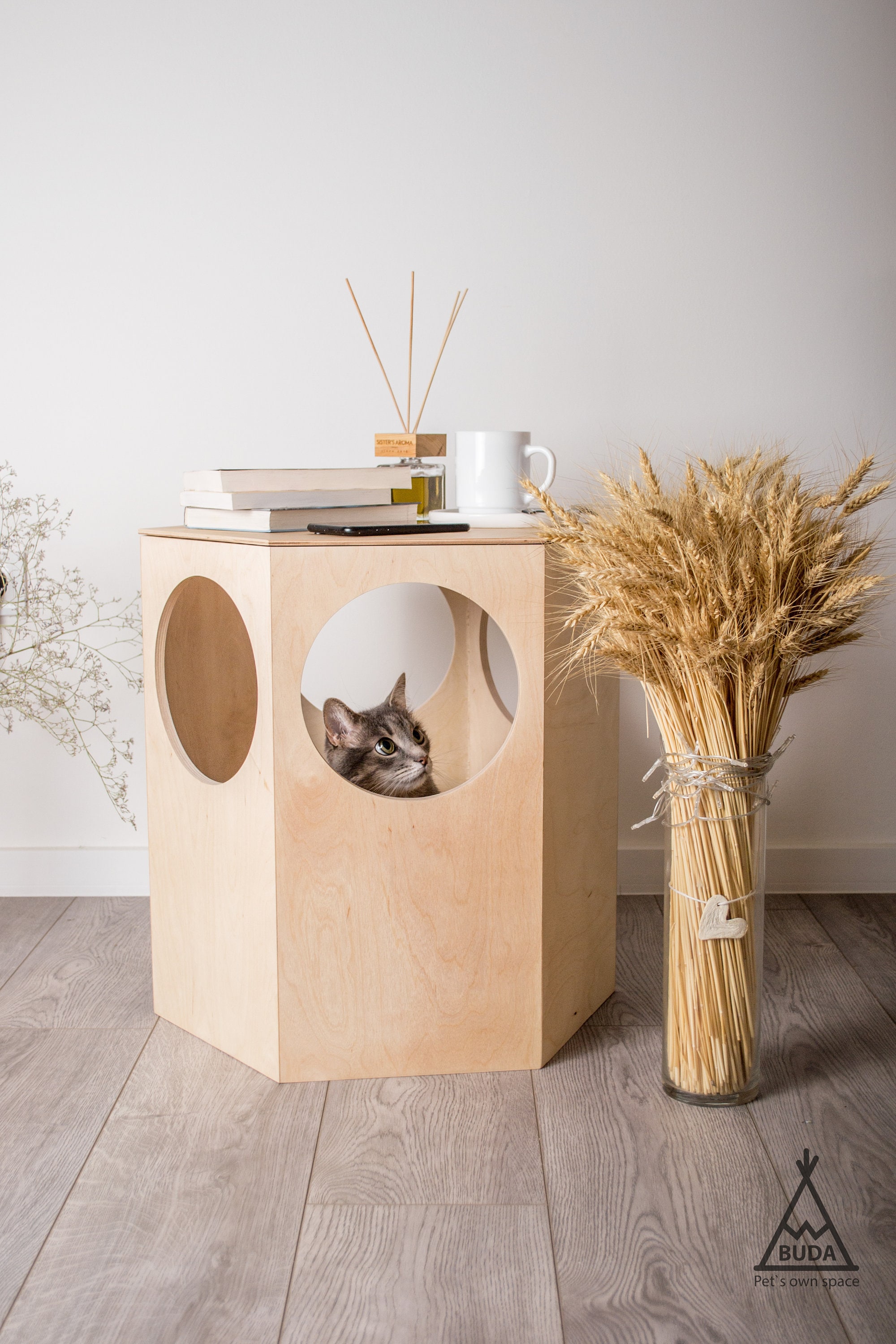 Cat House Bedside Table Modern Cat Furniture Cat Cabinet Cat - Etsy ...