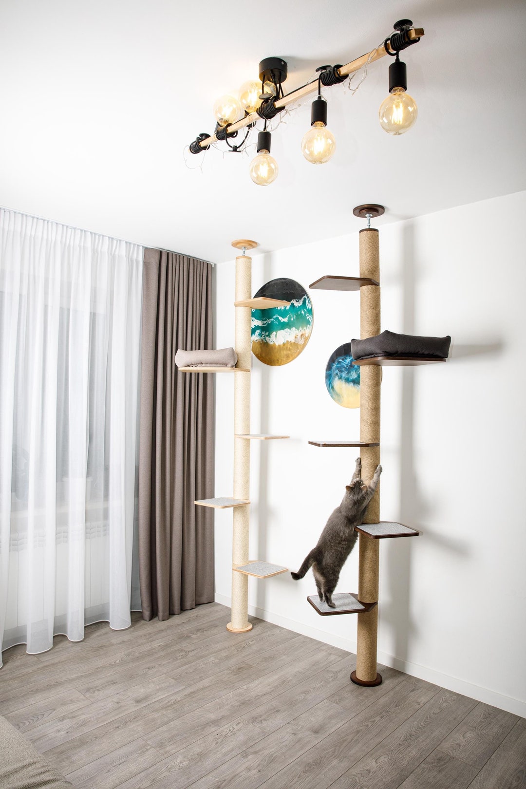 Floor to Ceiling Cat Tree, Cat Furniture for Small Spaces, Tall Cat ...