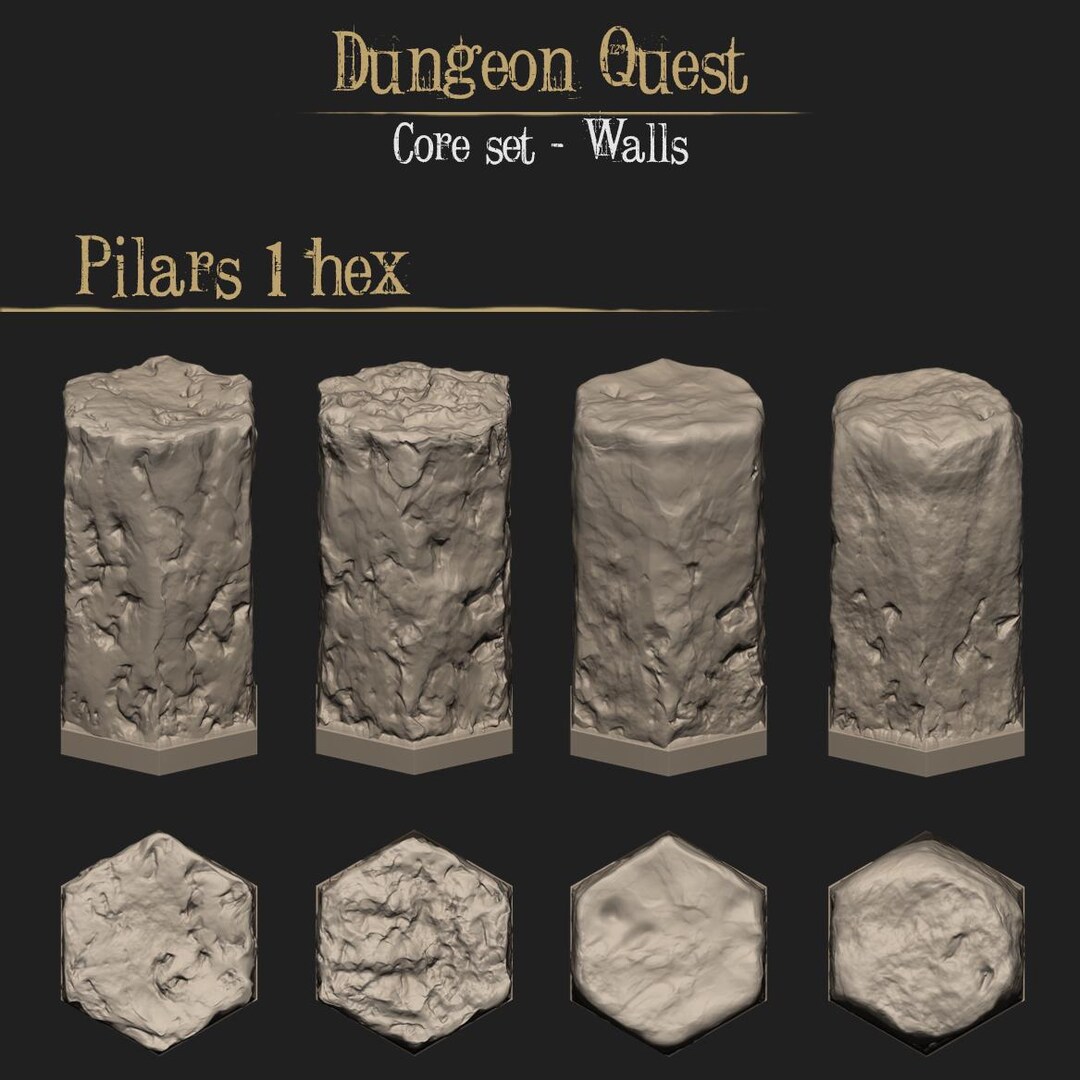 Hex Dungeon Pillar Tiles 3D Printed (Z Axis Factory) - Etsy