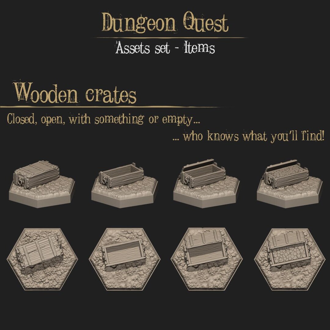 Hex Dungeon Crate Tiles 3D Printed (Z Axis Factory) - Etsy