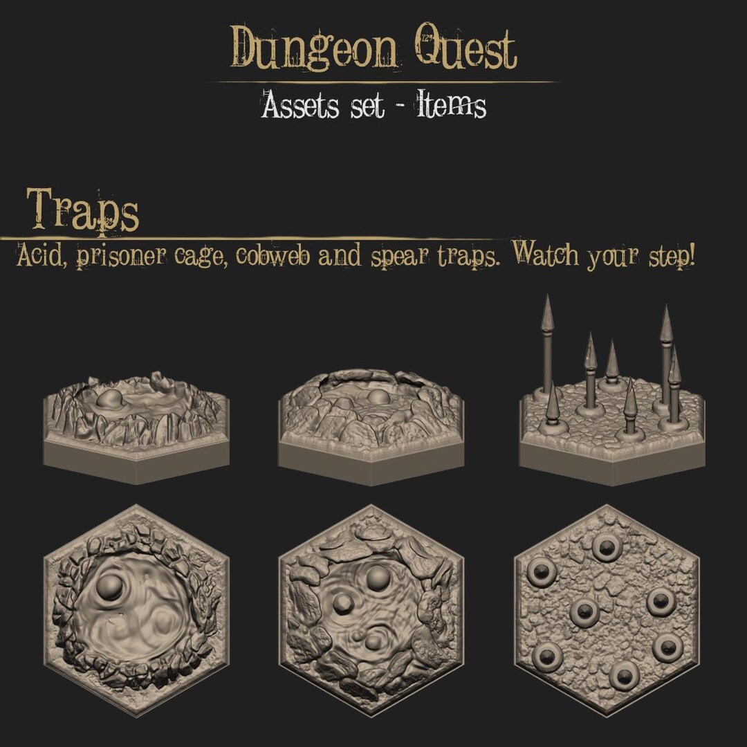 Hex Dungeon Trap Tiles 3D Printed Z Axis Factory - Etsy