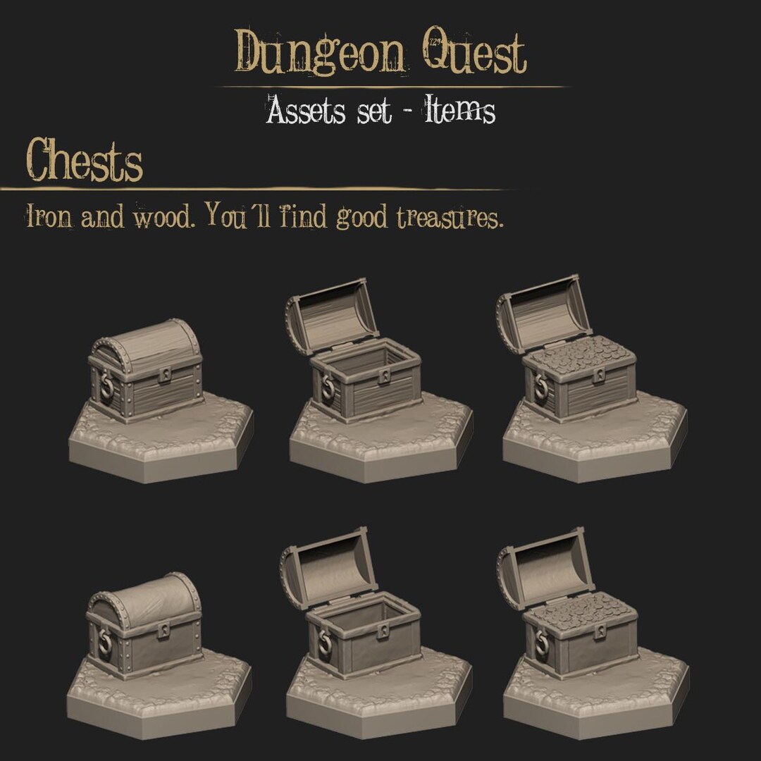 Hex Dungeon Chest Tiles 3D Printed (Z Axis Factory) - Etsy