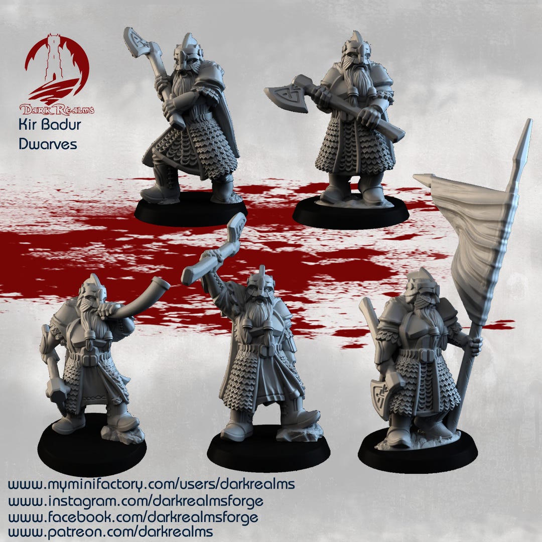 Dwarf Miniature Set (dark Realms) 3D Printed Miniatures - Etsy