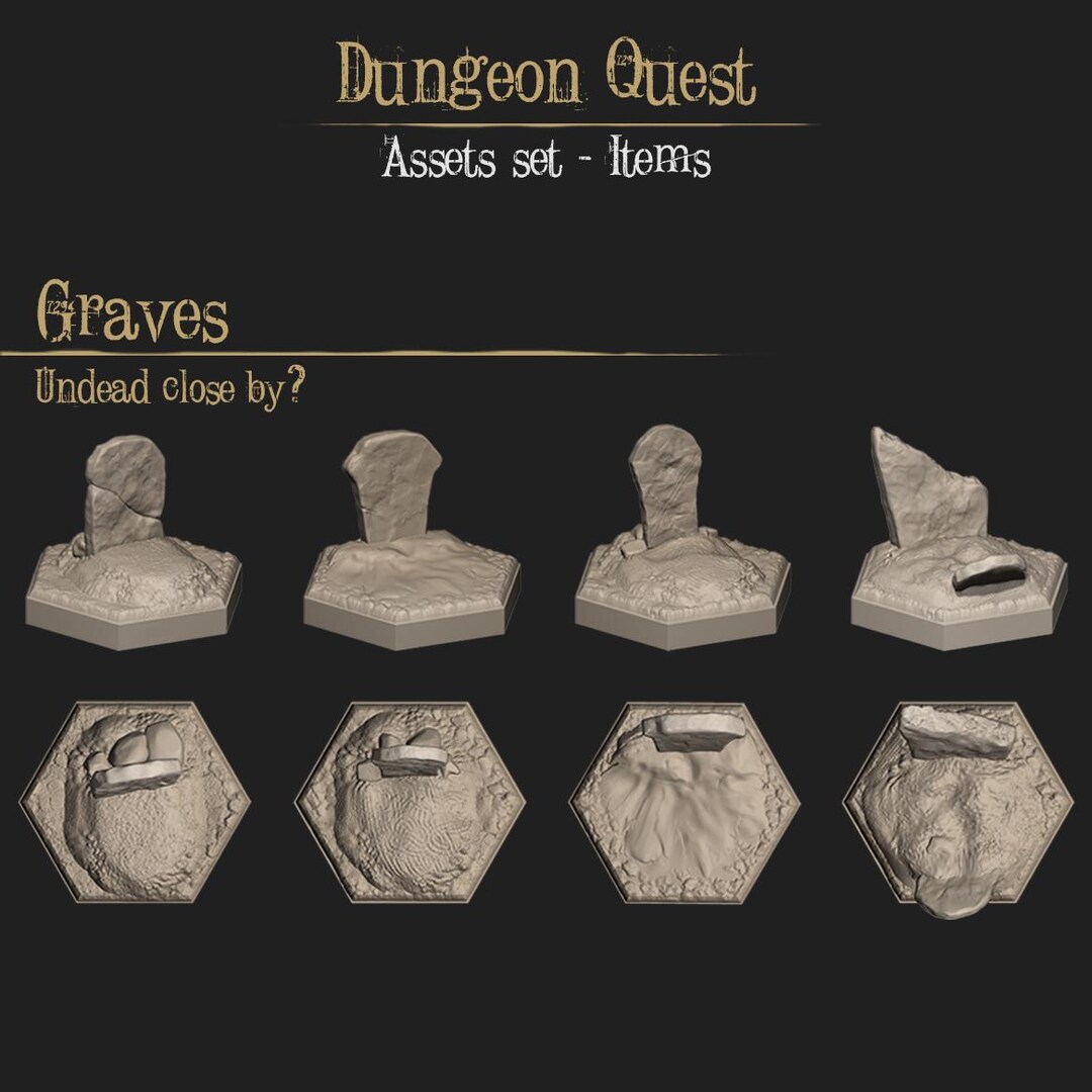 Hex Dungeon Grave Tiles 3D Printed (Z Axis Factory) - Etsy