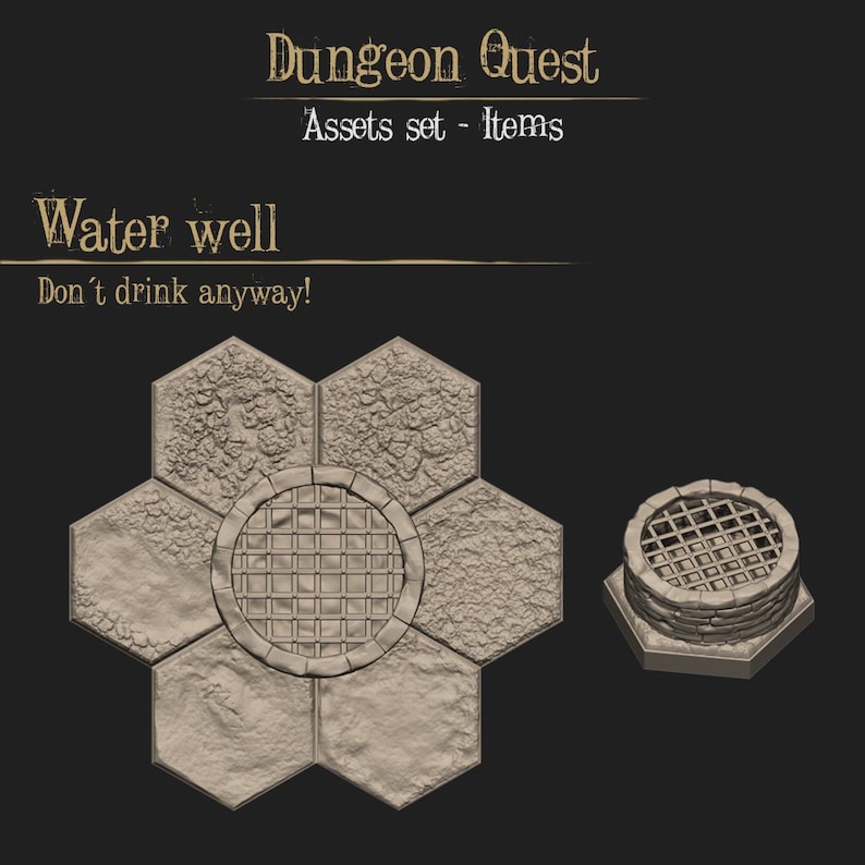 Hex Dungeon Well Tiles 3D Printed (Z Axis Factory) - Etsy