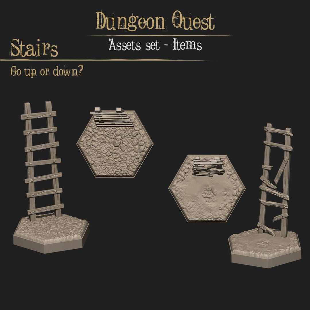 Hex Dungeon Ladder Tiles 3D Printed (Z Axis Factory) - Etsy