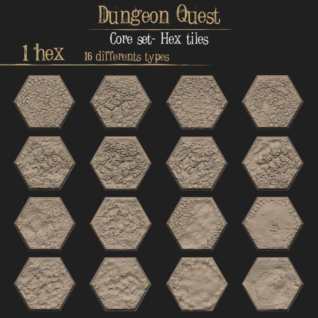 Hex Dungeon Tiles Single 3D Printed (Z Axis Factory) - Etsy