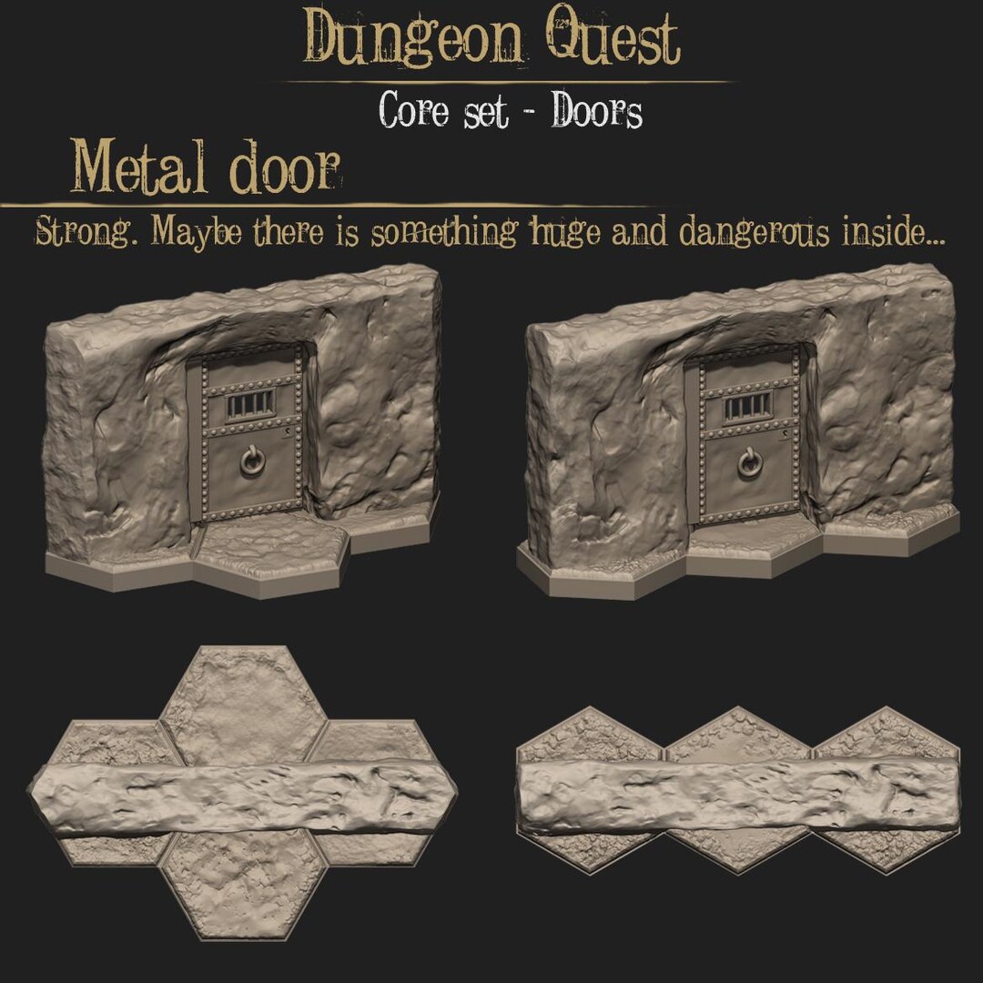 Hex Dungeon Wall Tiles + Metal Door 3D Printed (Z Axis Factory) - Etsy