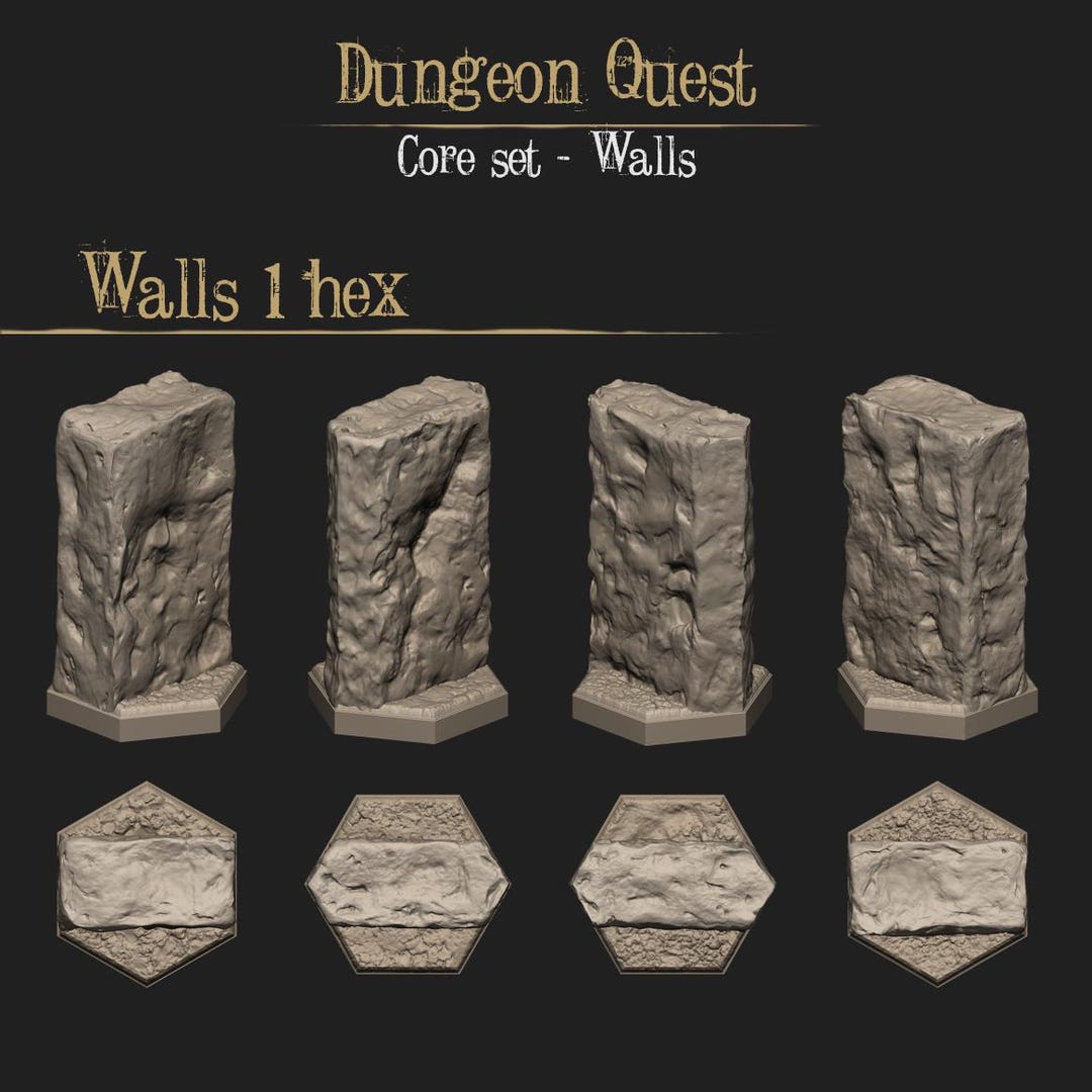 Hex Dungeon Wall Tiles 3D Printed (Z Axis Factory) - Etsy