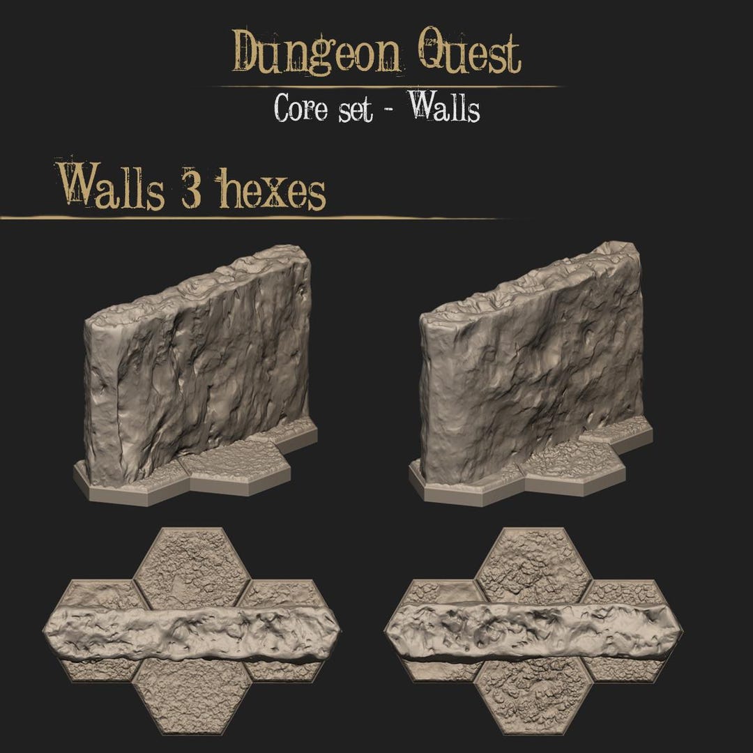 Hex Dungeon Wall Tiles X4 3D Printed (Z Axis Factory) - Etsy