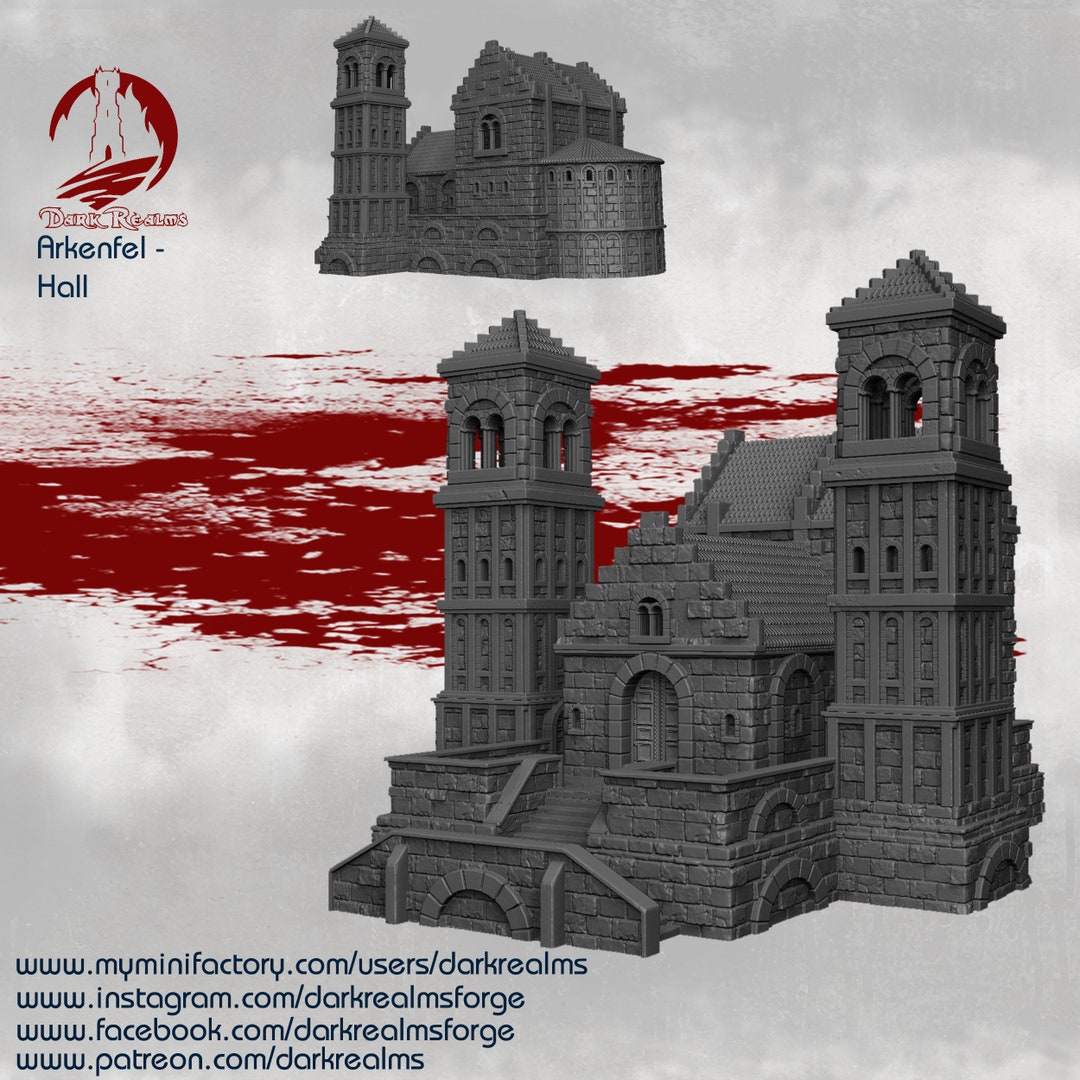 Arkenfel Hall Fantasy Tabletop Terrain, Wargaming 28mm - Etsy