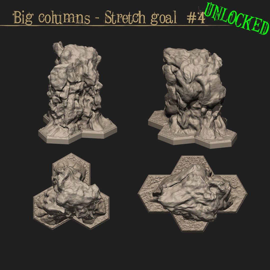 Hex Dungeon Big Column Tiles 3D Printed (Z Axis Factory) - Etsy
