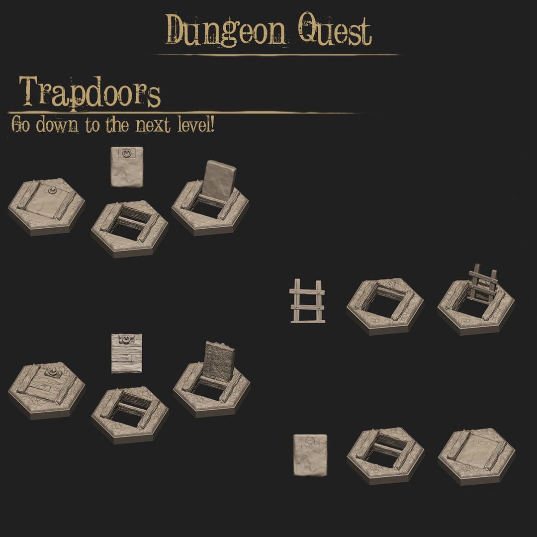 Hex Dungeon Trap Door Tiles 3D Printed (Z Axis Factory) - Etsy