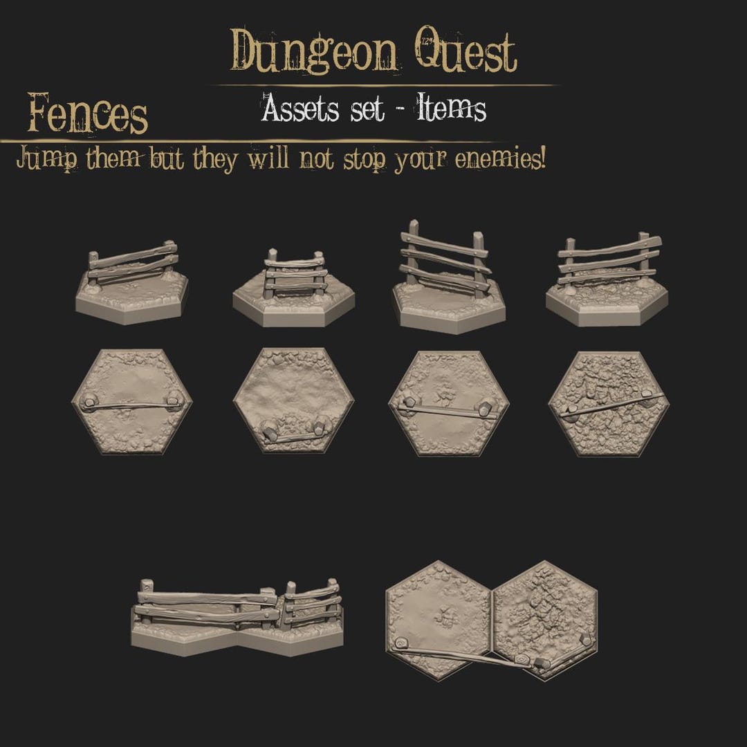 Hex Dungeon Fence Tiles 3D Printed Z Axis Factory - Etsy