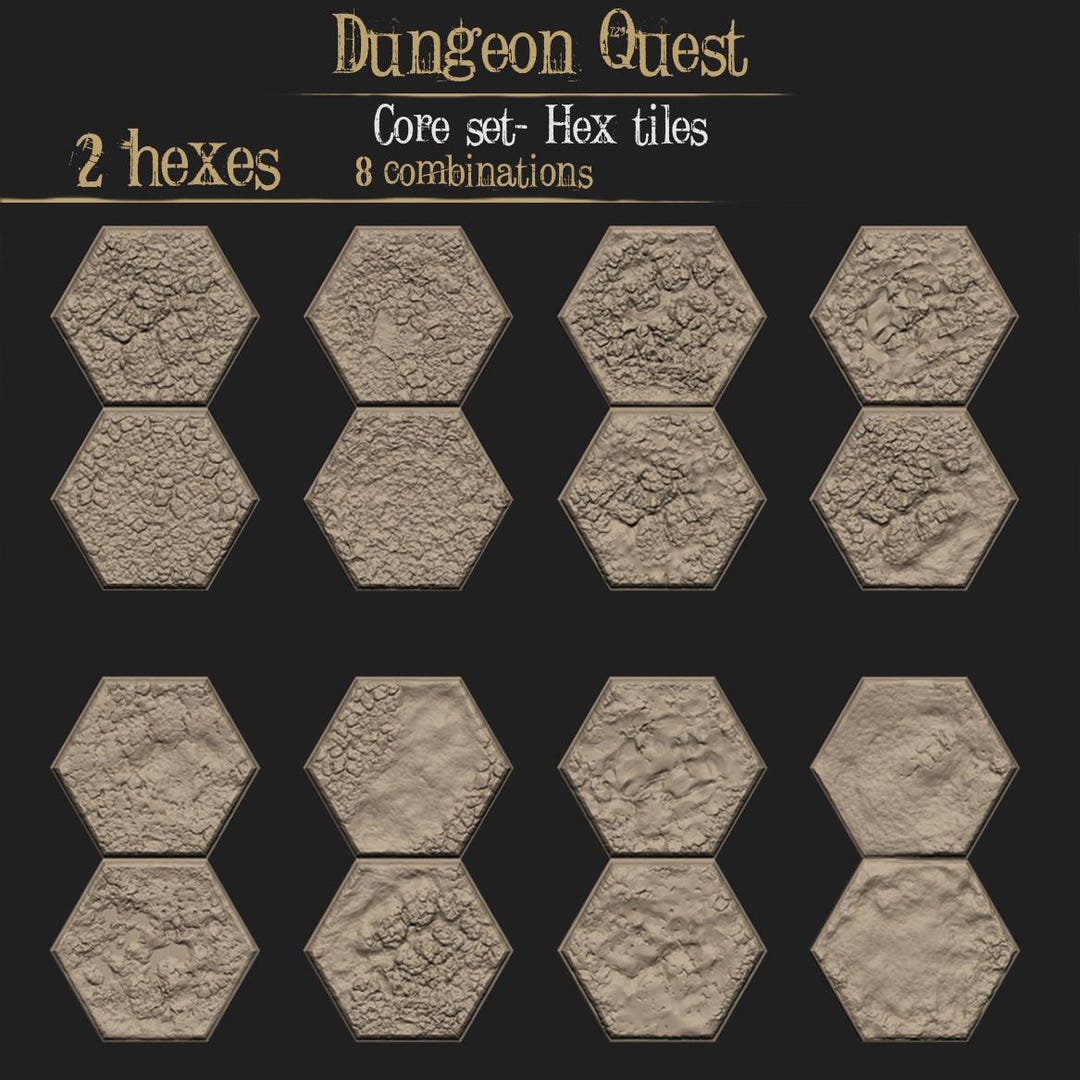 Hex Dungeon Tiles Double 3D Printed (Z Axis Factory) - Etsy