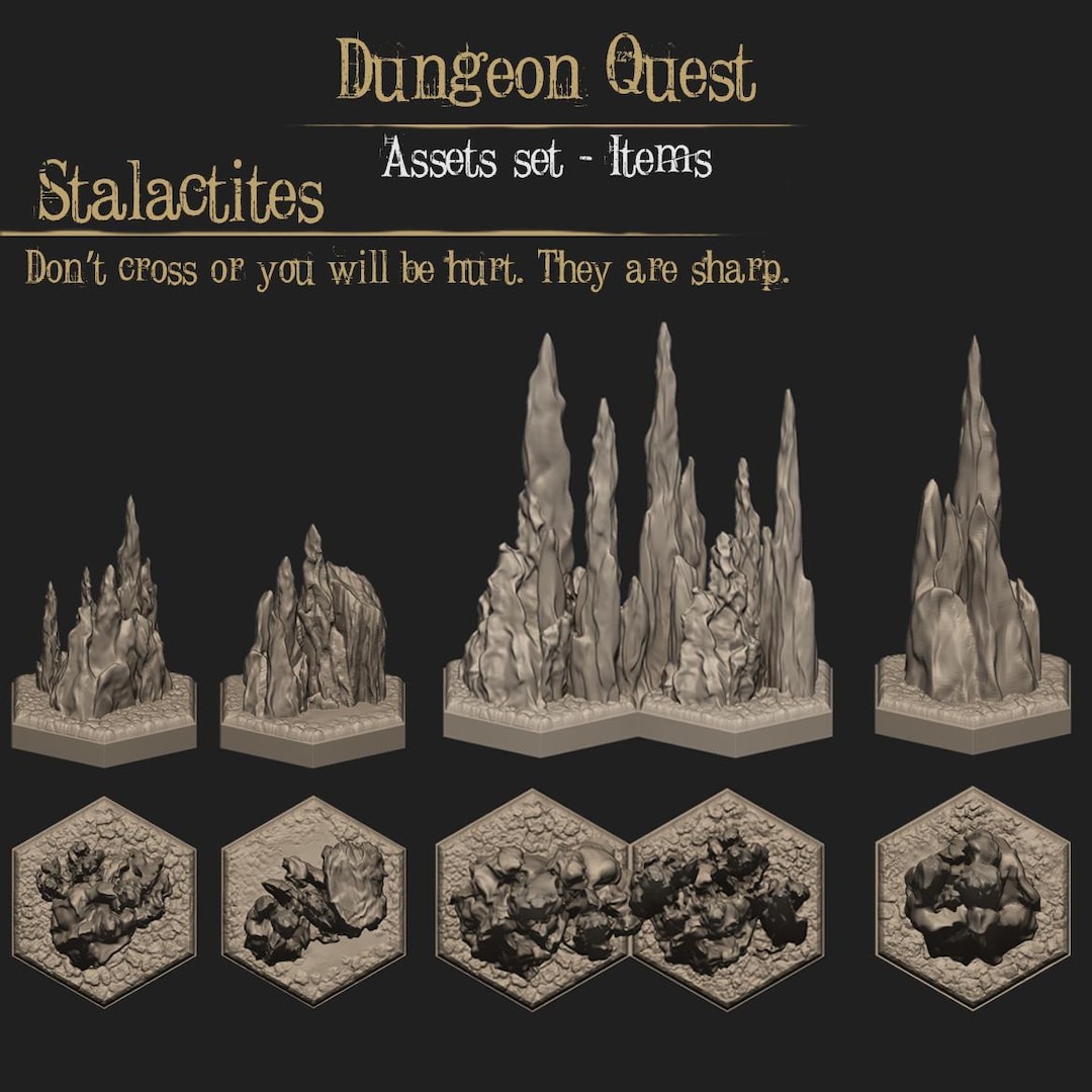 Hex Dungeon Stalactite Tiles 3D Printed Z Axis Factory - Etsy