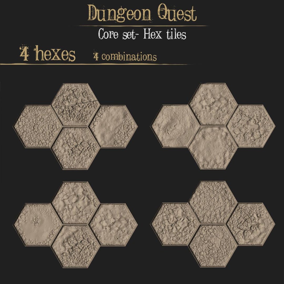Hex Dungeon Tiles X4 3D Printed (Z Axis Factory) - Etsy