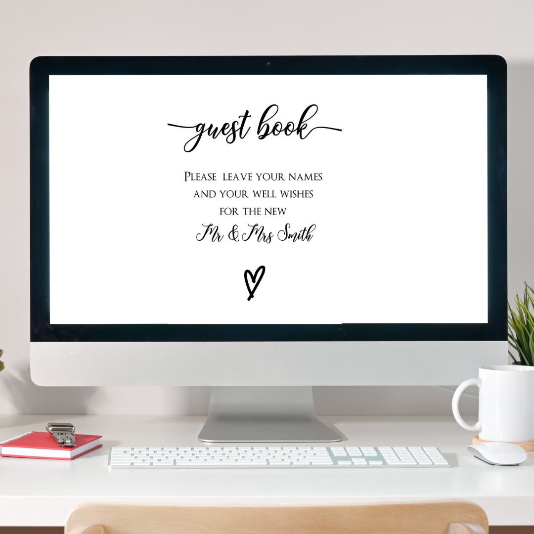 Wedding Guest Book Sign / Printable Guest Book Sign A5 / Personalised ...