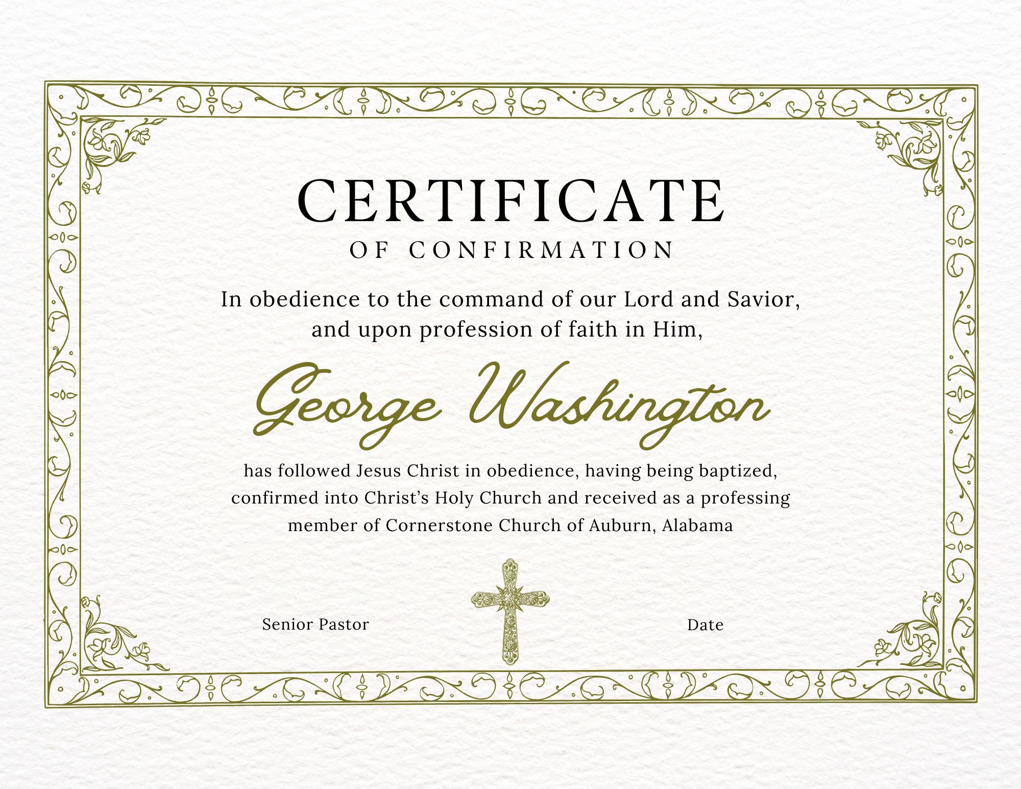 Confirmation Certificate Template Editable in Canva | Printable ...