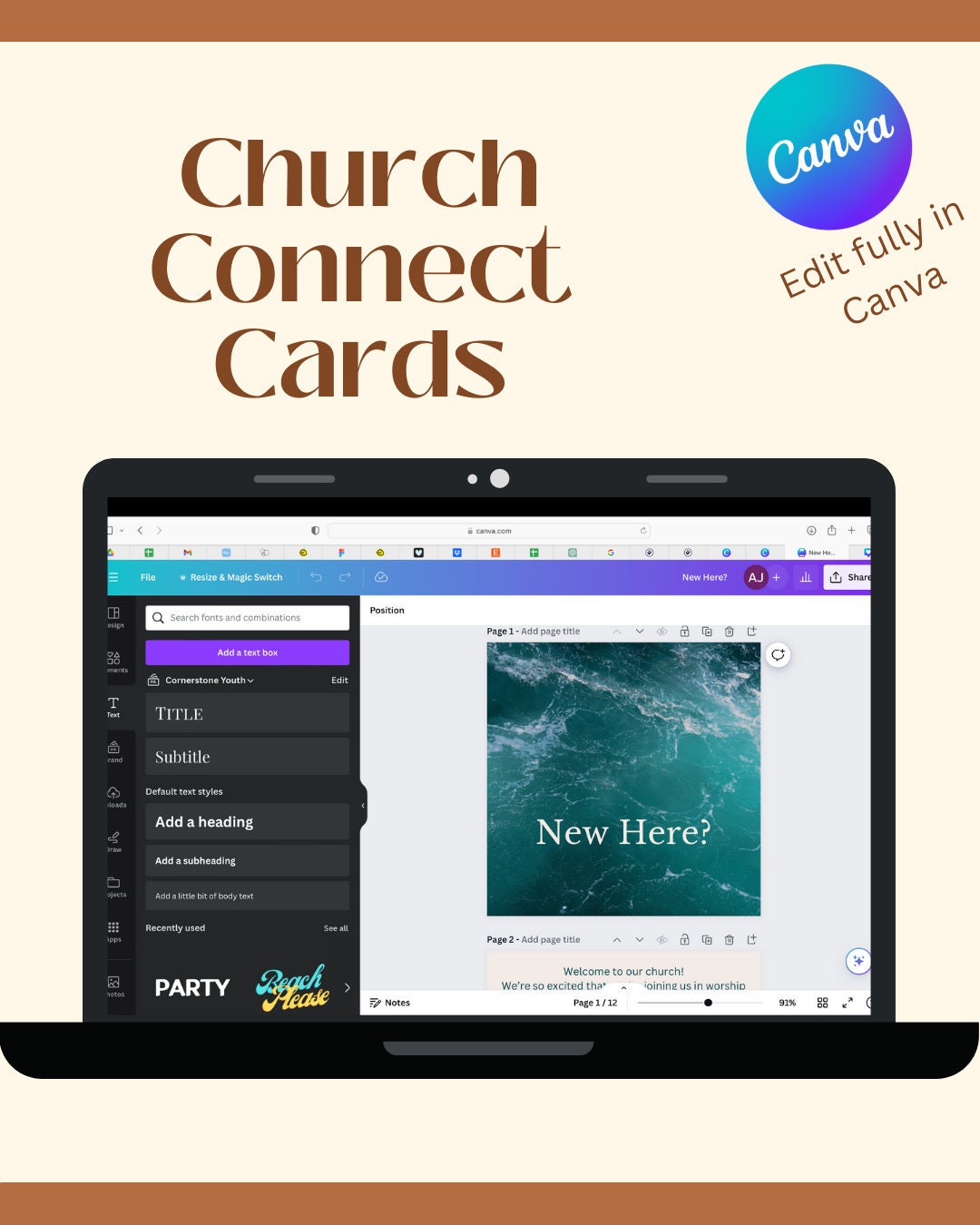 Church Visitor Welcome Connect Cards Template - Edit in Canva - Etsy