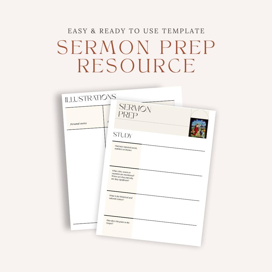 Sermon Prep Outline Template Printable Digital Guide Instant