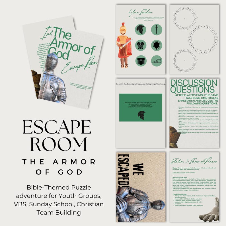 Armor of God Escape Room: Bible Puzzle Game for Youth Groups (printable ...