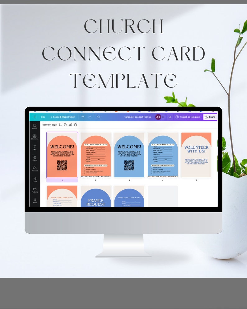 Church Connect Card Template Bundle: Welcome & Volunteer (canva ...