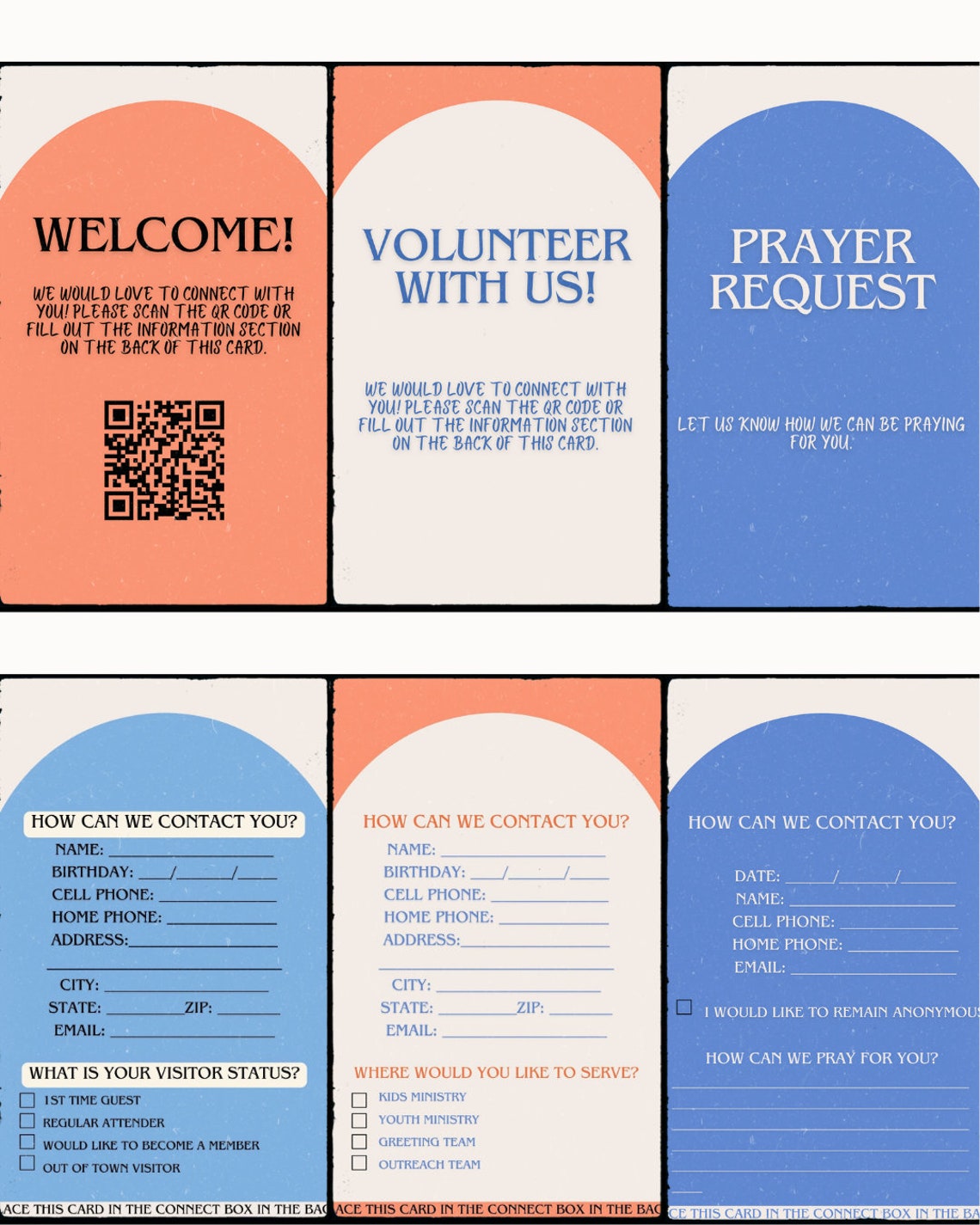 Church Connect Card Template Bundle, Canva Template, Church Welcome ...