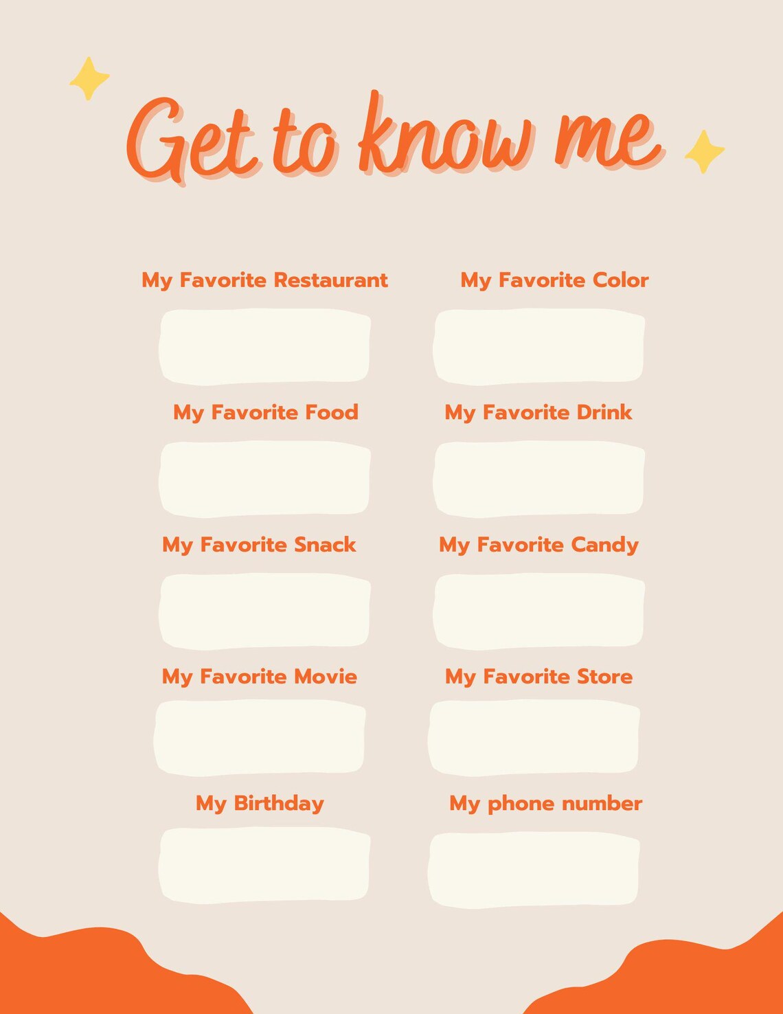 Favorite Things Worksheet: Fun Printable Icebreaker (digital Download ...