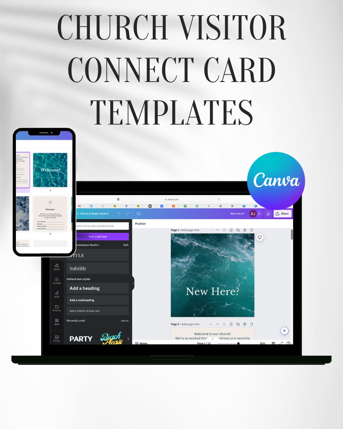 Church Visitor Welcome Connect Cards Template - Edit in Canva - Etsy