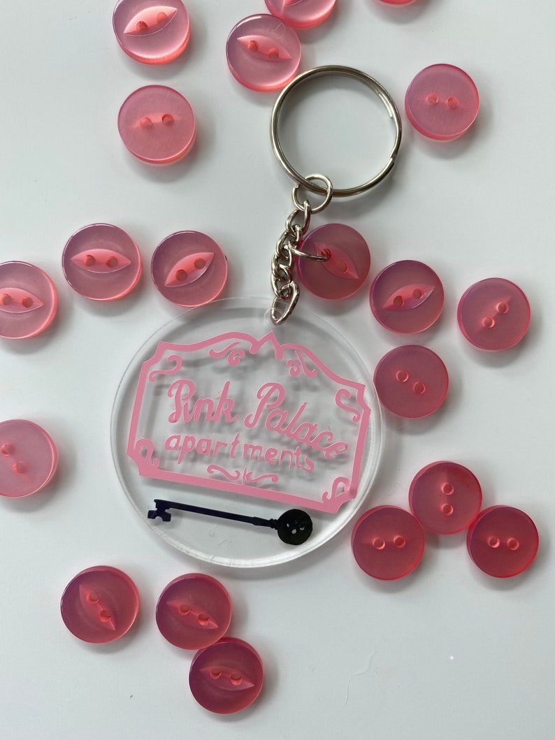 Pink Palace Apartments Keyring Button Eyes Inspired Keychain | Etsy