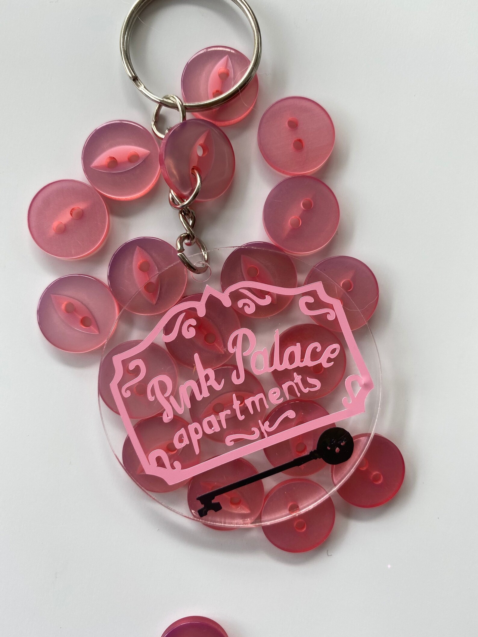 Pink Palace Apartments Keyring Button Eyes Inspired Keychain - Etsy