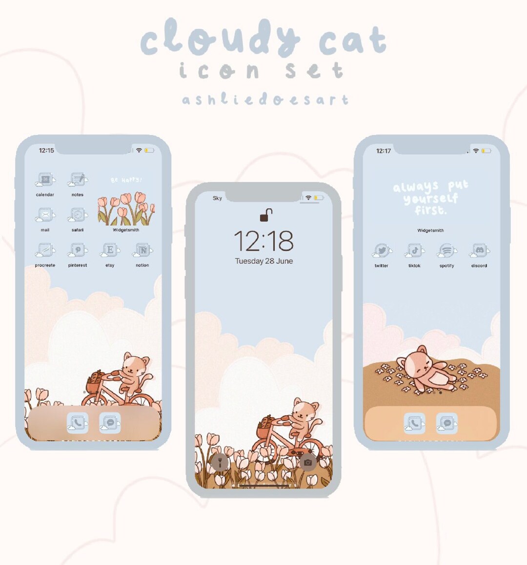 Cloudy Cat Wallpaper & Icon Bundle! - Etsy