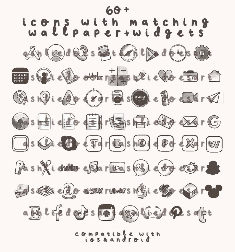 Monochrome Wallpaper & Icon Bundle - Etsy