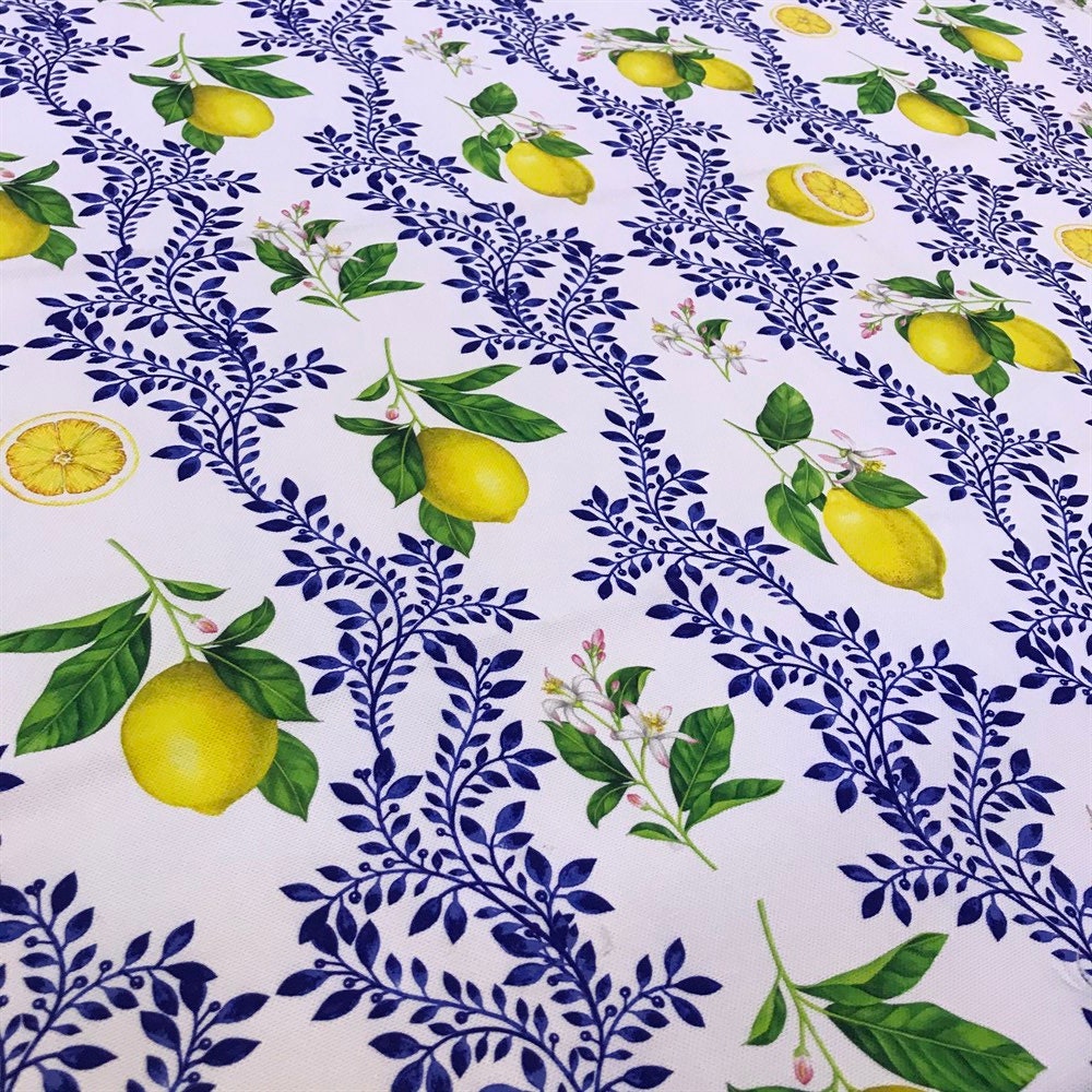 Lemon Pattern Upholstery Fabric Tiled Fabric Digital Print | Etsy
