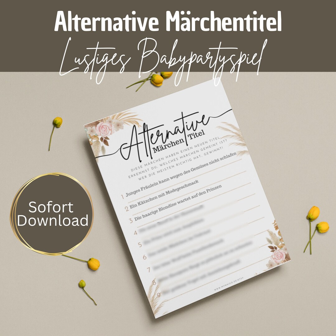 Game Baby Shower Alternative Fairy Tale Names Game Baby Shower Gift ...