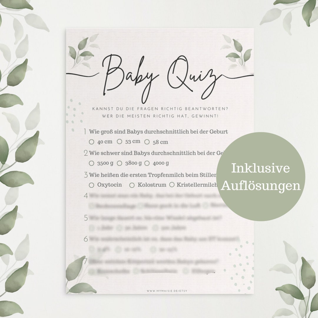 Baby Shower Games to Print - Baby Quiz - Fun Game Idea to Test Your ...