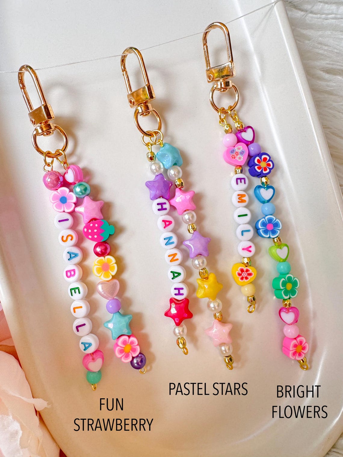 Bright Colourful Keyring - Personalised Name Keychain - Bag Charm ...