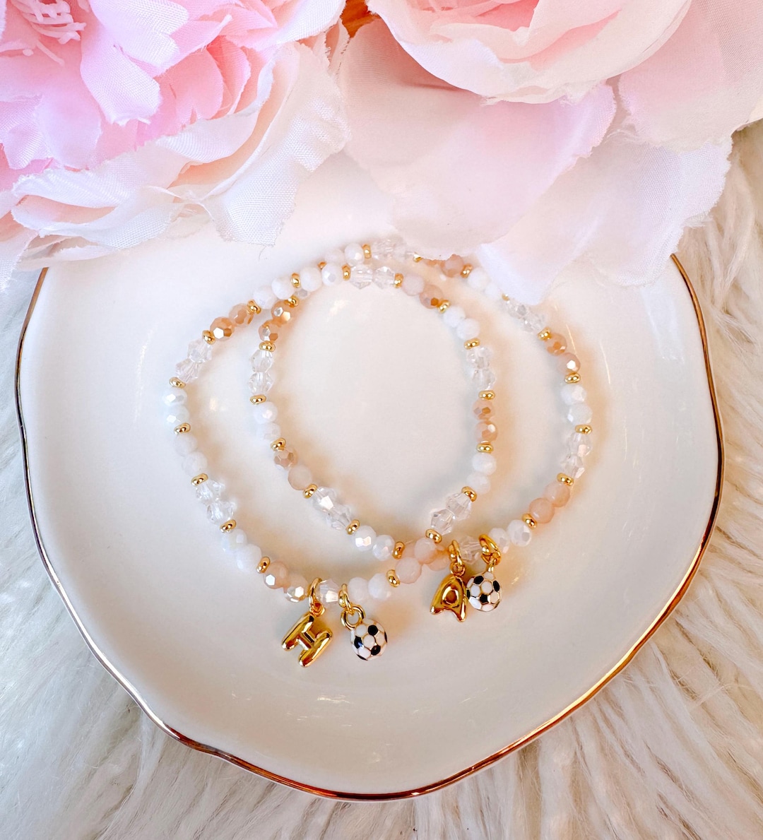 Personalised Bubble Letter With Soccer Ball Charm Bracelet - Team Sport ...