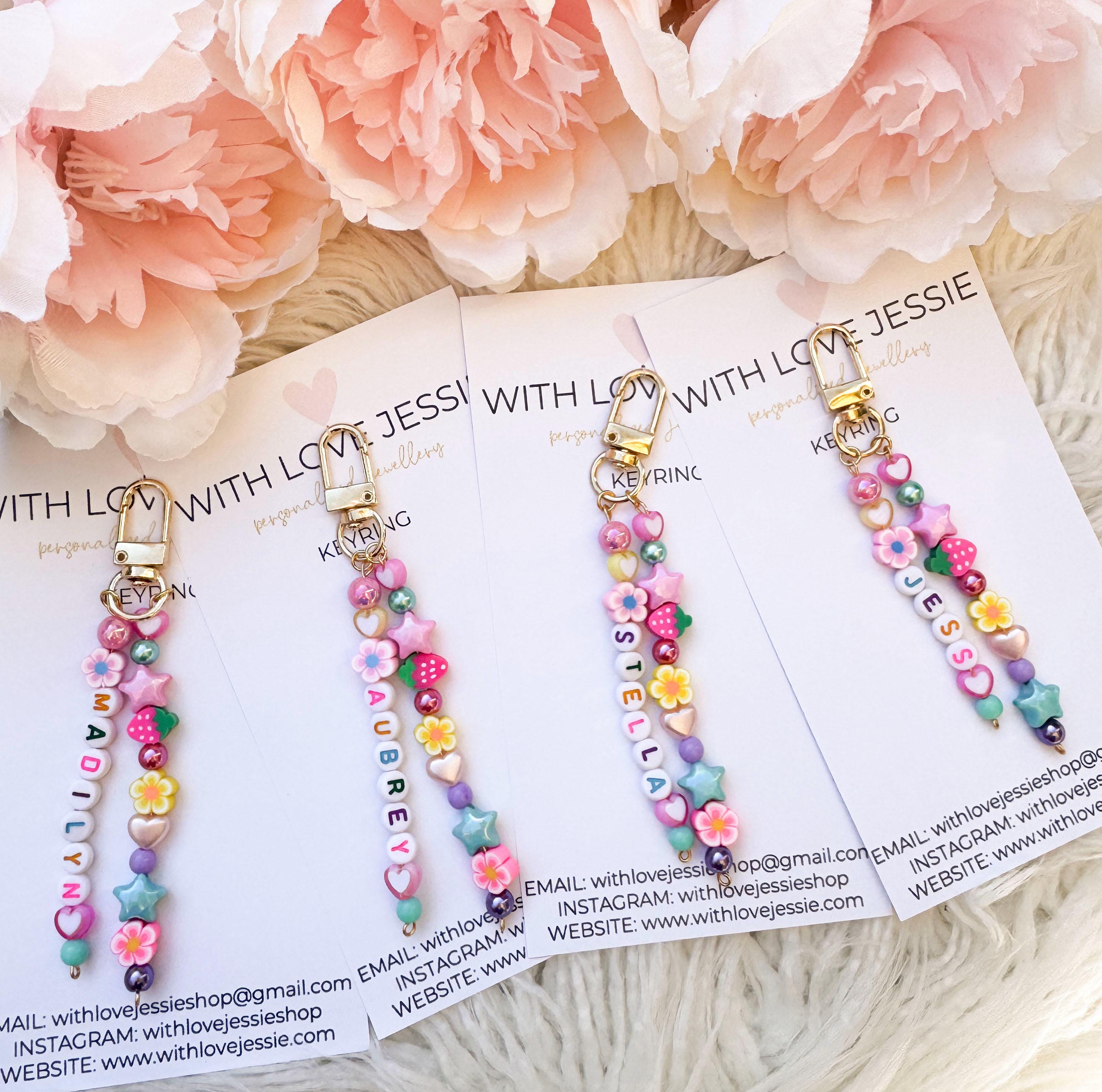 Bright Colourful Keyring - Personalised Name Keychain - Bag Charm ...