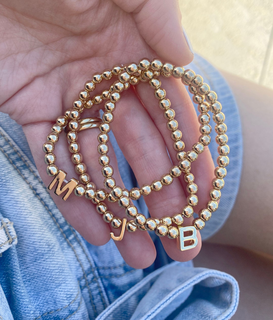 Personalised Gold Initial Letter With Long Lasting Gold Beads - Etsy