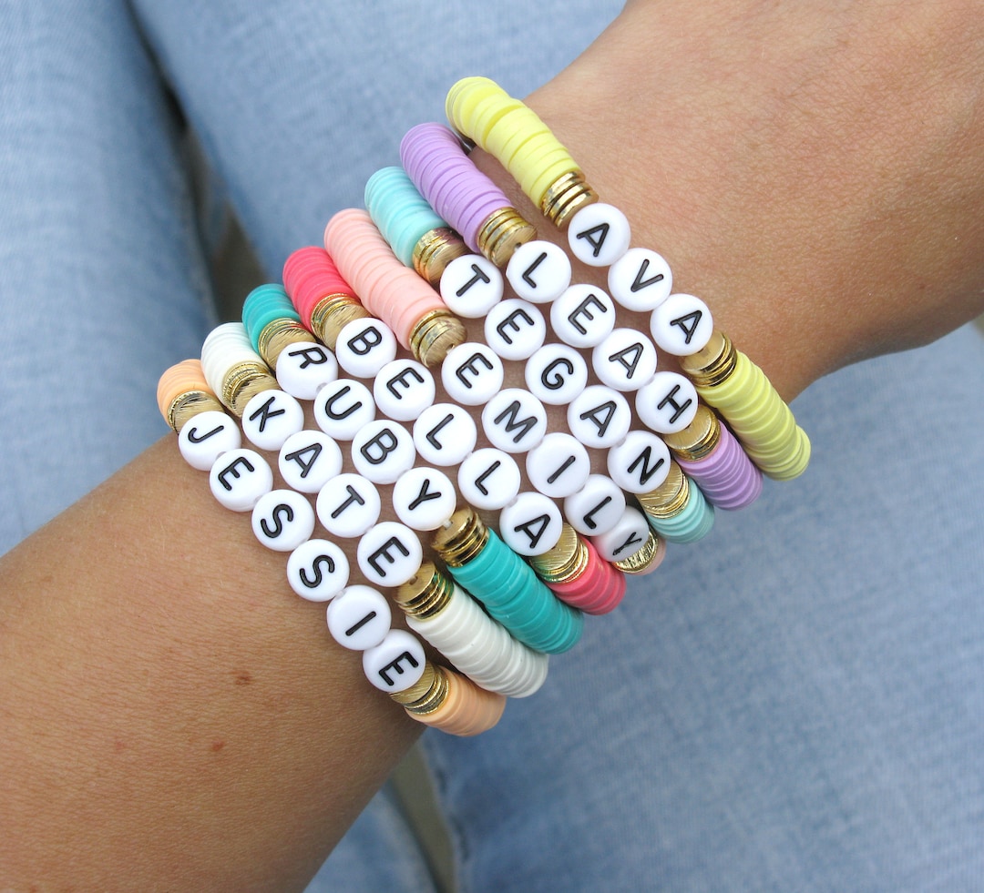 Personalised Vinyl Disc Custom Name Bracelet, Word Bracelet, Friendship ...