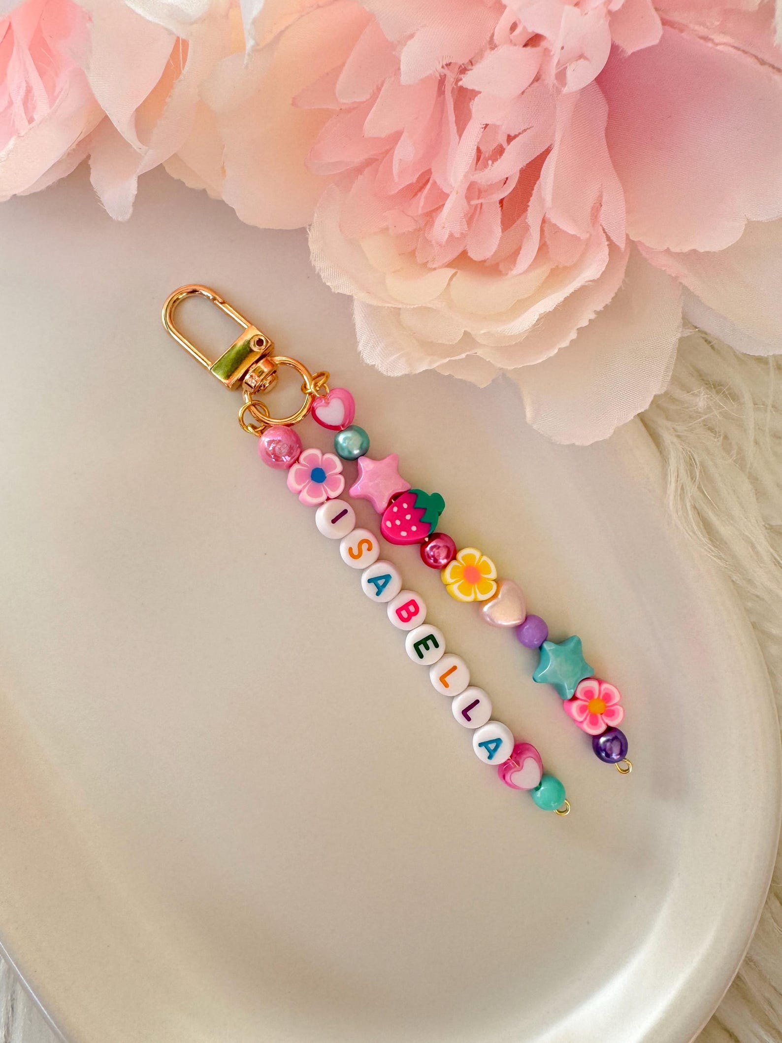 Bright Colourful Keyring - Personalised Name Keychain - Bag Charm ...