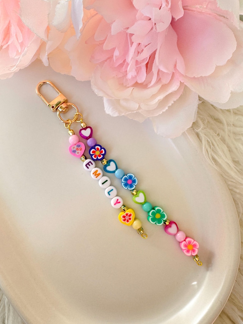 Bright Colourful Keyring - Personalised Name Keychain - Bag Charm ...