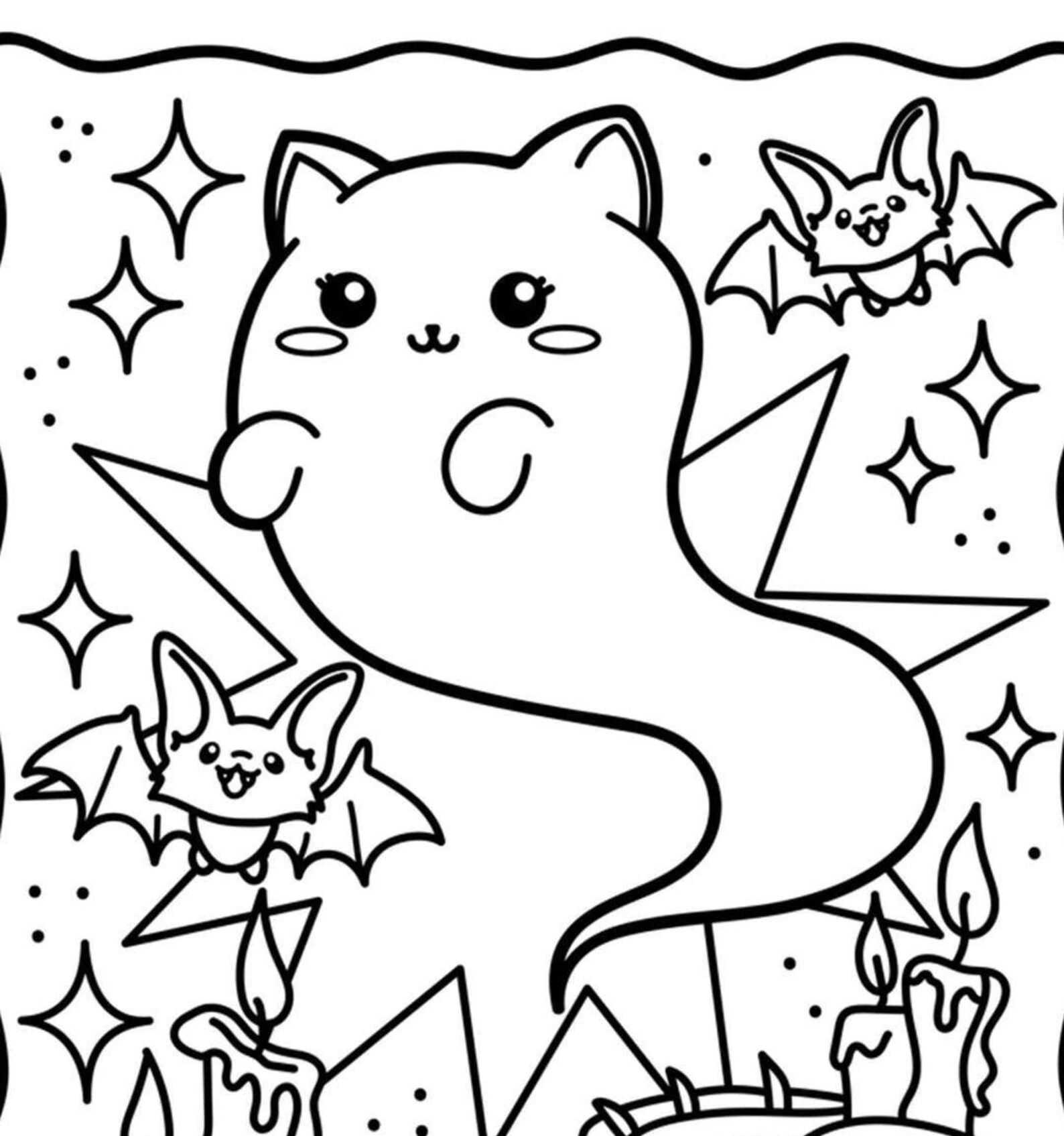 Halloween Kawaii Kid Friendly Coloring Pages 20+ - Etsy