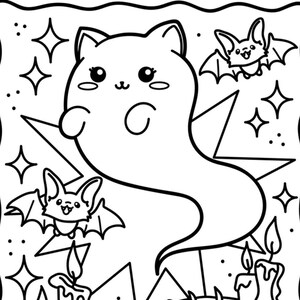 Halloween Kawaii Kid Friendly Coloring Pages 20+ - Etsy